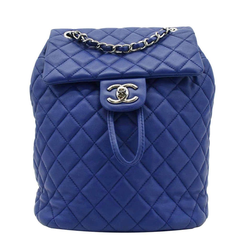 CHANEL Urban Spirit Quilted Leather Backpack Bag Blue