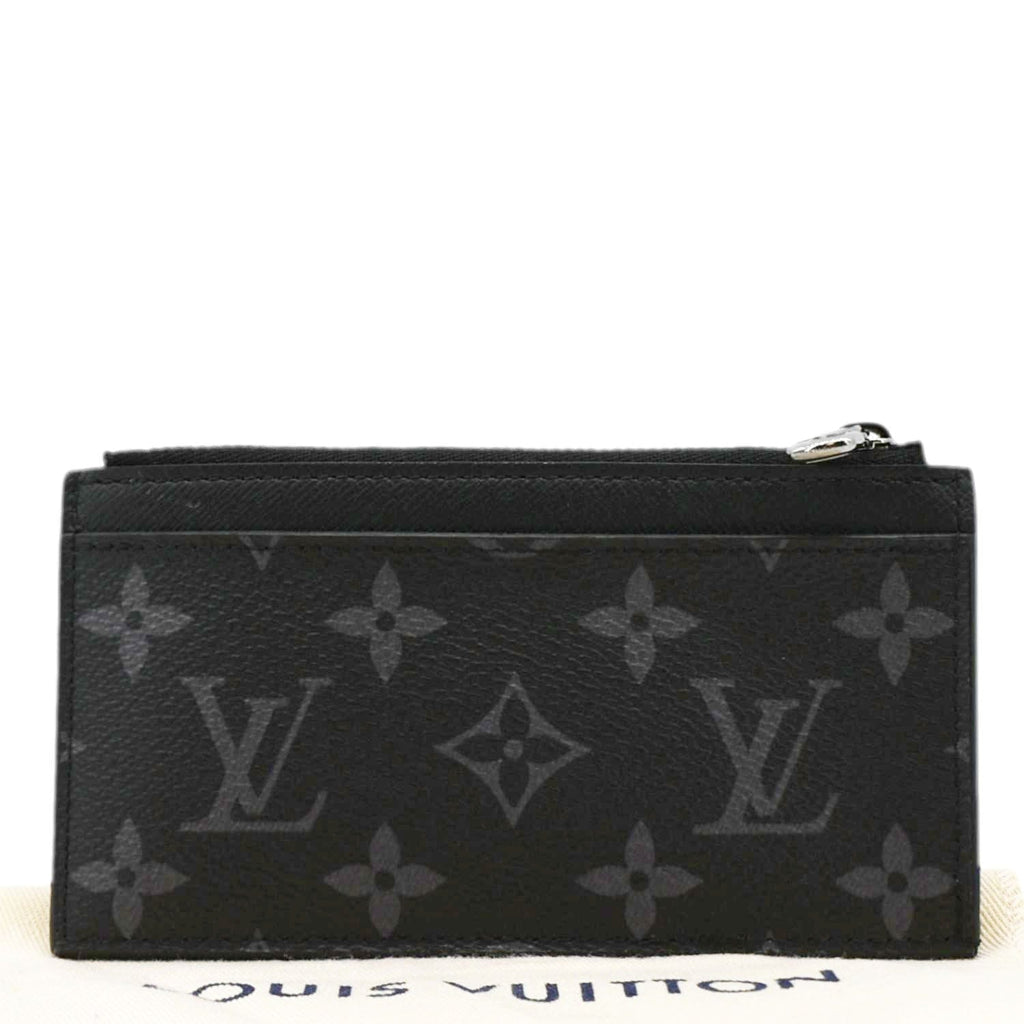 LOUIS VUITTON Monogram Eclipse Canvas Coin Card Holder Black