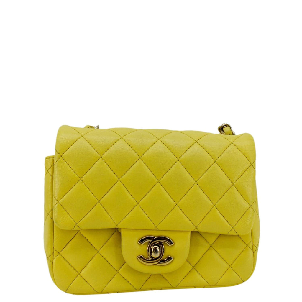 CHANEL Pearl Crush Lambskin Yellow Flap bag