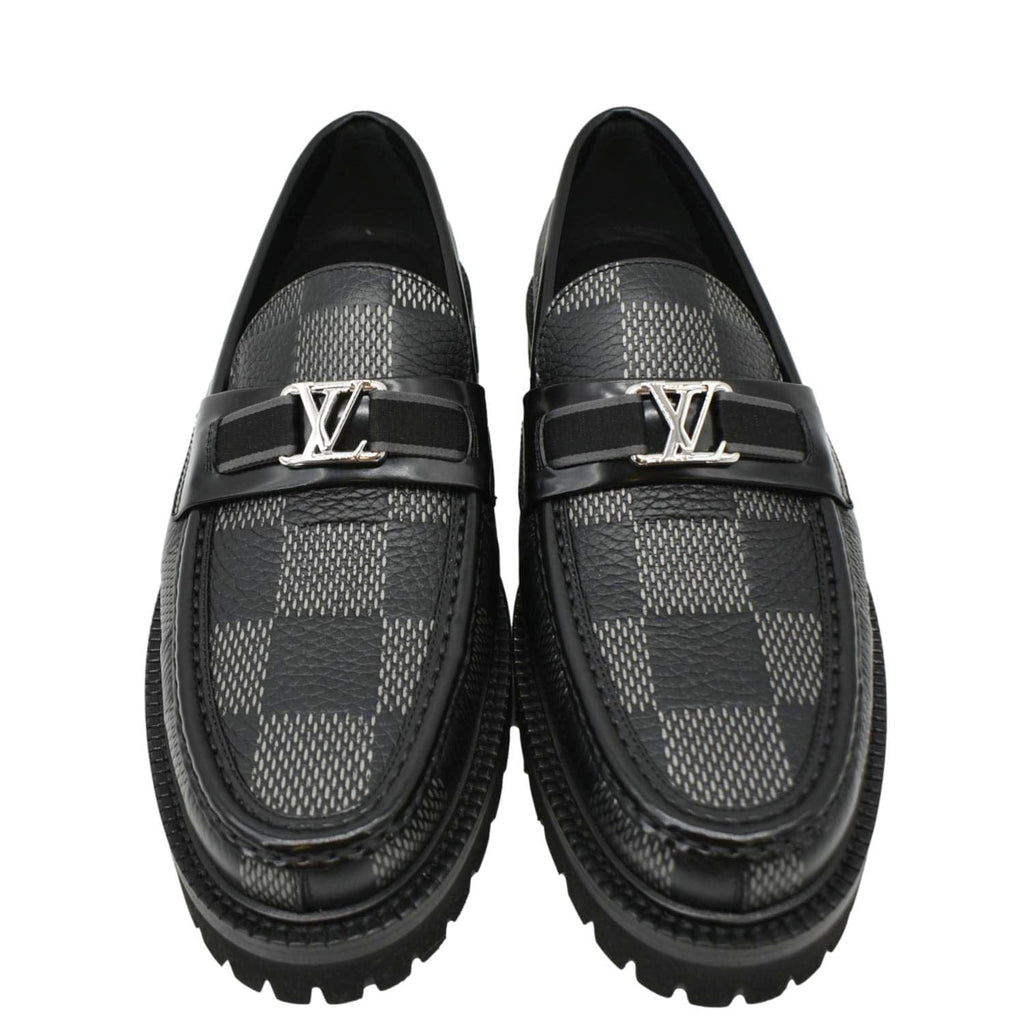 LOUIS VUITTON Major Loafer Damier Graphite Shoes Black US 9