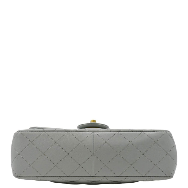 CHANEL Sweet Camellia Quilted Leather Blue Crossbody Bag