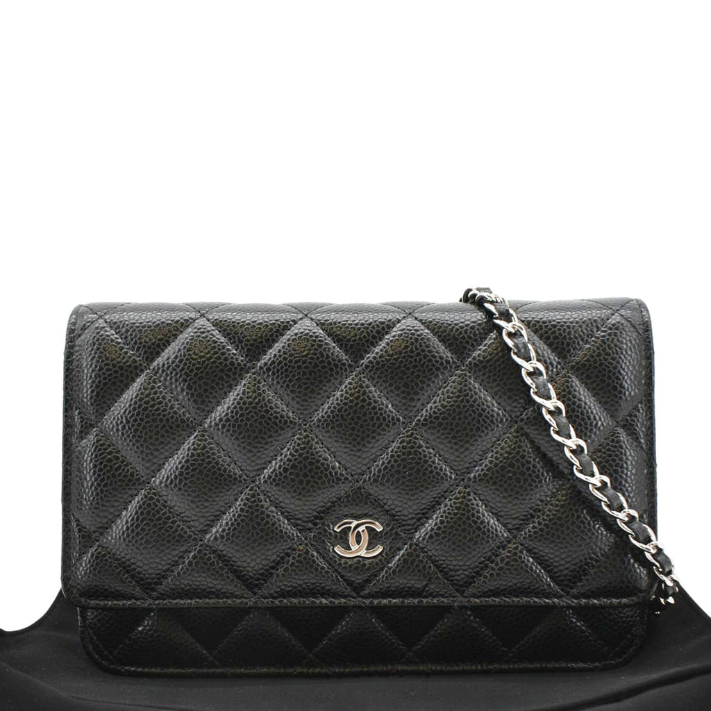 CHANEL WOC Quilted Leather Caviar Black Crossbody Bag