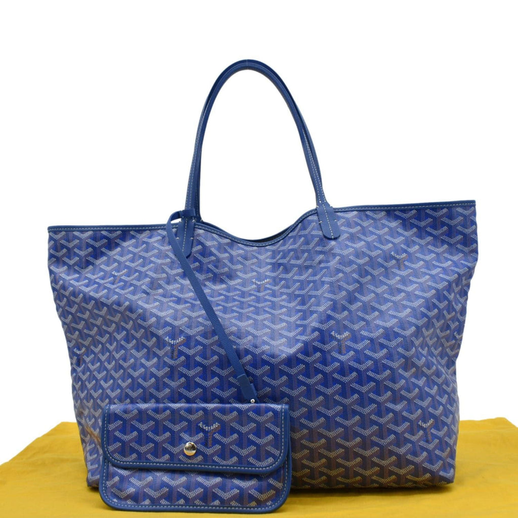GOYARD Saint Louis GM Goyardine Print Canvas Blue Tote Bag