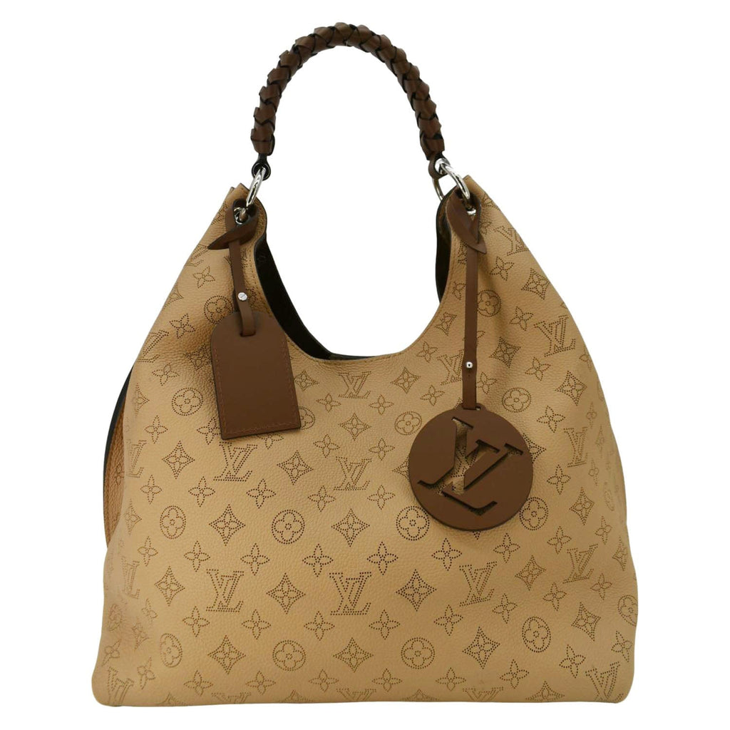 LOUIS VUITTON Carmel Mahina Leather Beige Hobo Bag