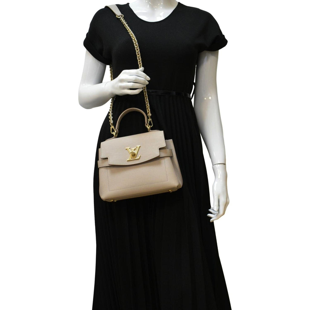 LOUIS VUITTON Mini Lockme Ever Leather Shoulder Bag Greige