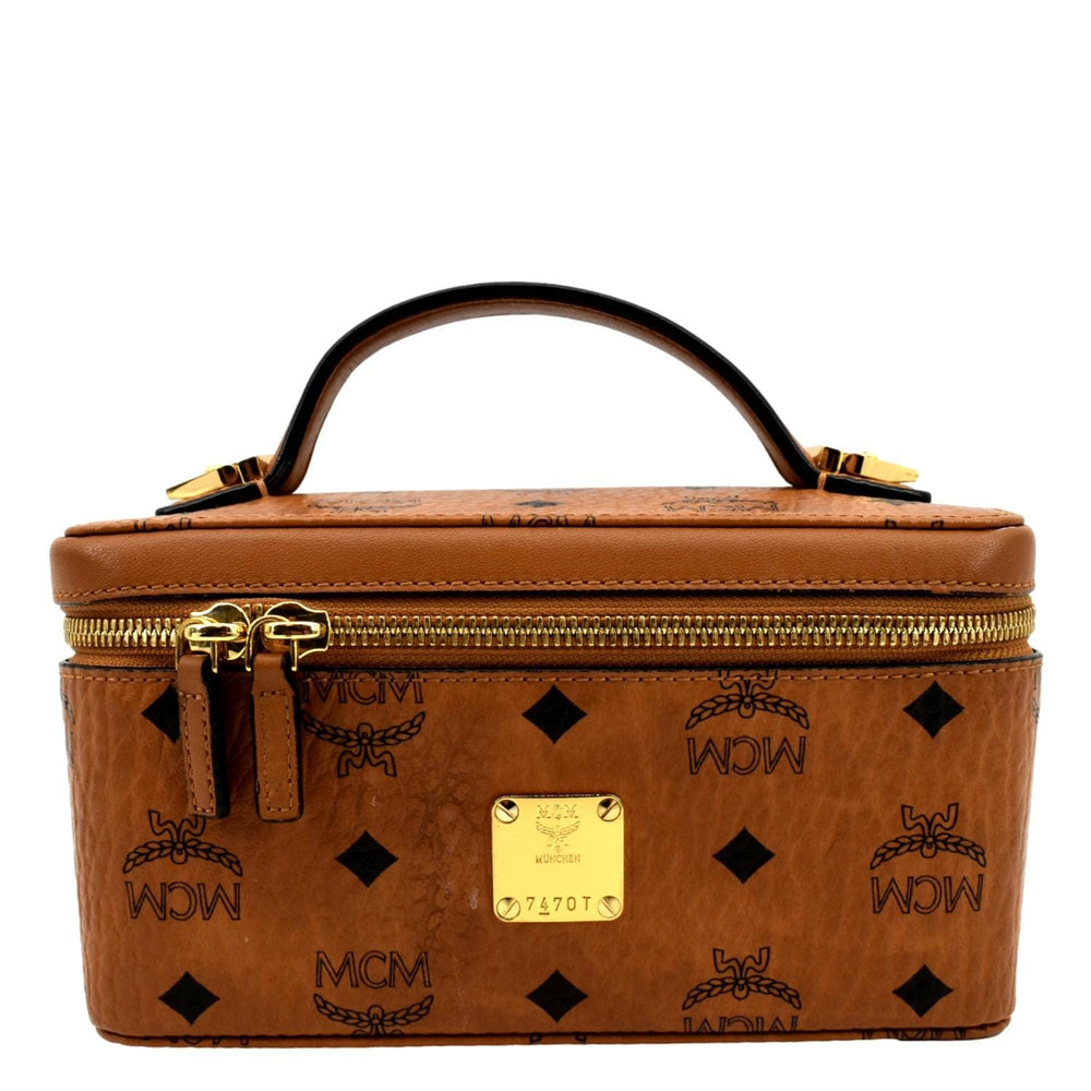 MCM Rockstar Monogram Visetos Vanity Case Cognac
