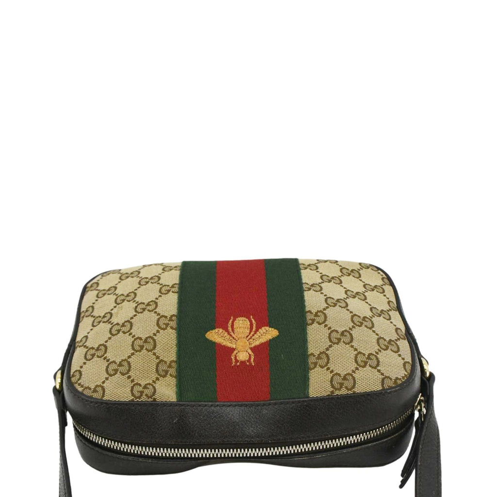 GUCCI Bee Web GG Canvas Camera Beige - Crossbody Bag
