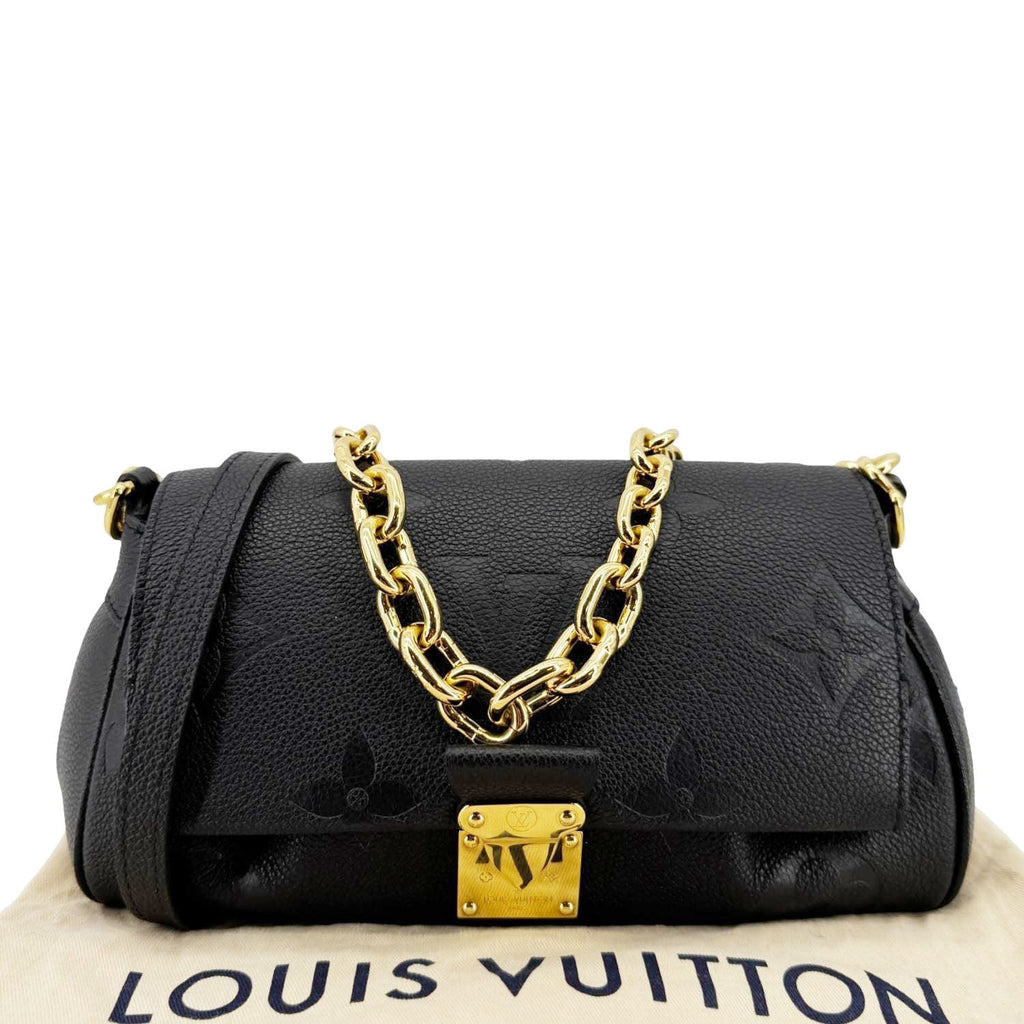 LOUIS VUITTON Favorite Monogram Empreinte Leather Shoulder Bag Black