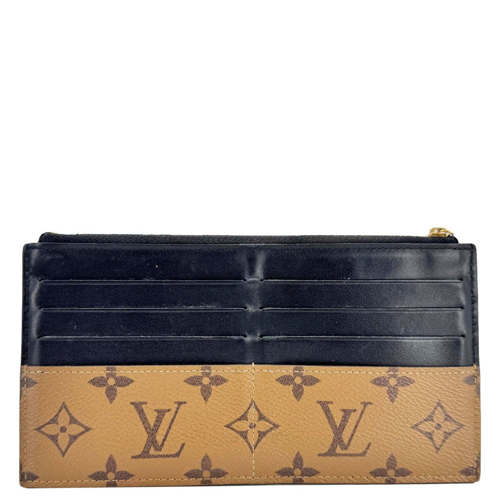 LOUIS VUITTON Slim Purse Monogram Reverse Canvas Wallet Brown