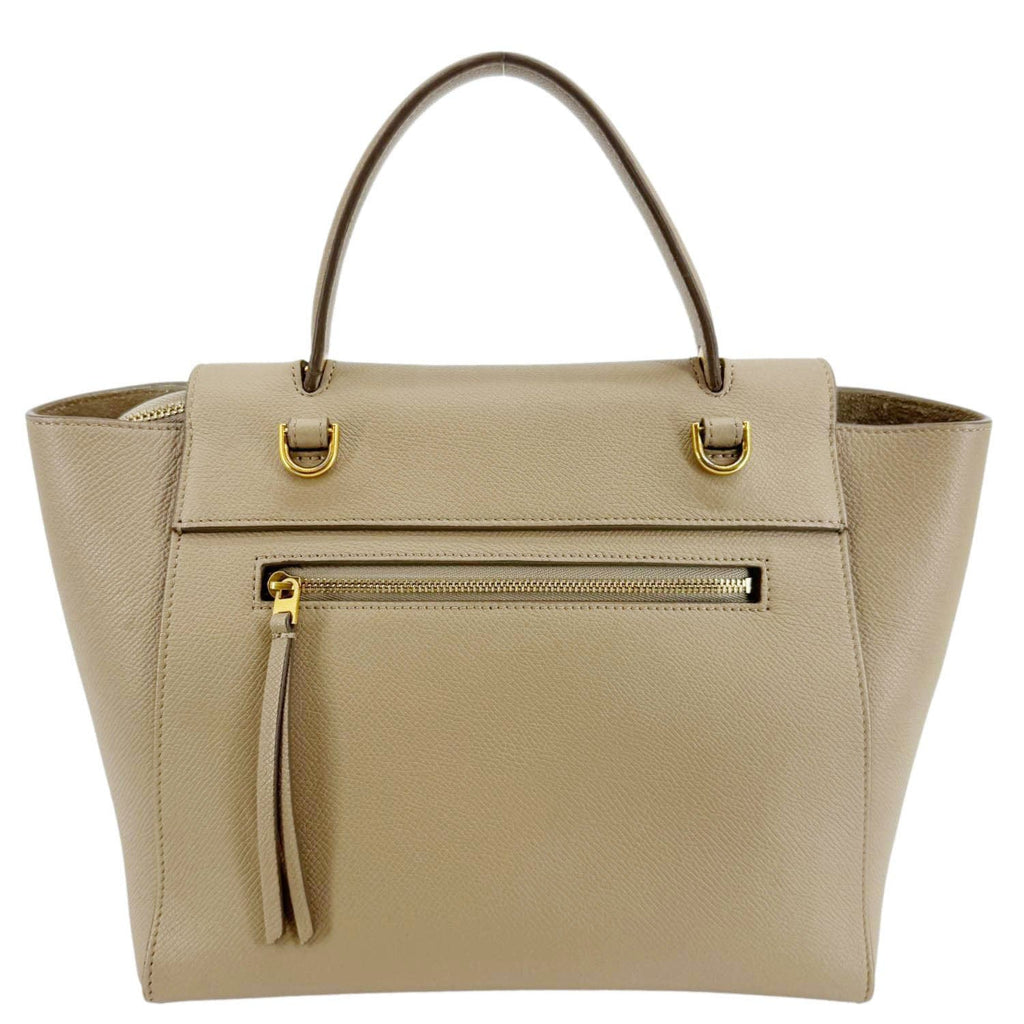 Celine Mini Belt Grained Calfskin Shoulder Bag Beige