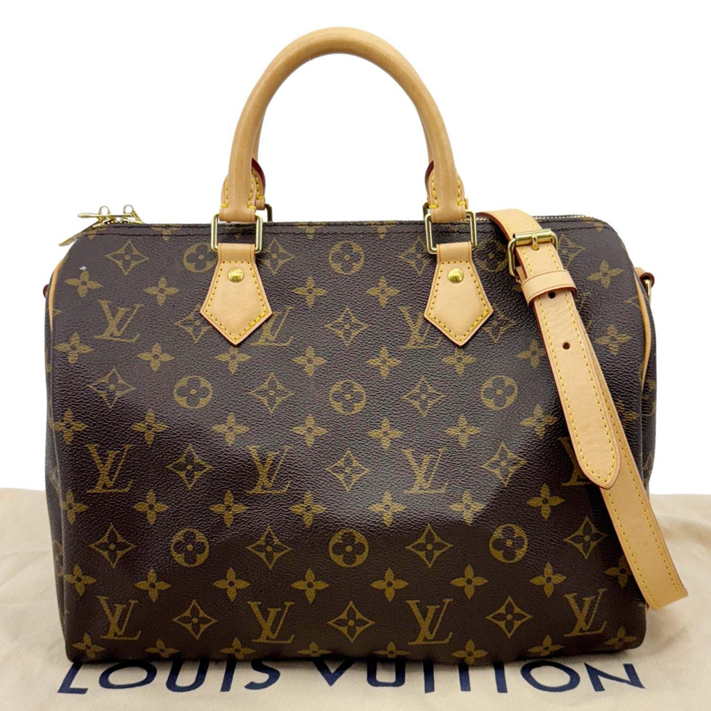 LOUIS VUITTON Speedy 30 Bandouliere Monogram Canvas Crossbody Bag Brow