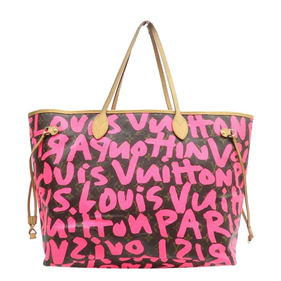 LOUIS VUITTON Neverfull GM Monogram Graffiti Tote Bag Pink
