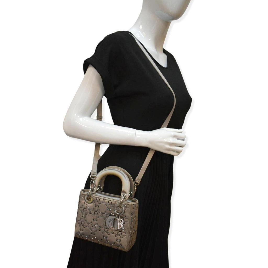 CHRISTIAN DIOR Mini Lady Dior Crystal Embellished Satin Shoulder Bag G