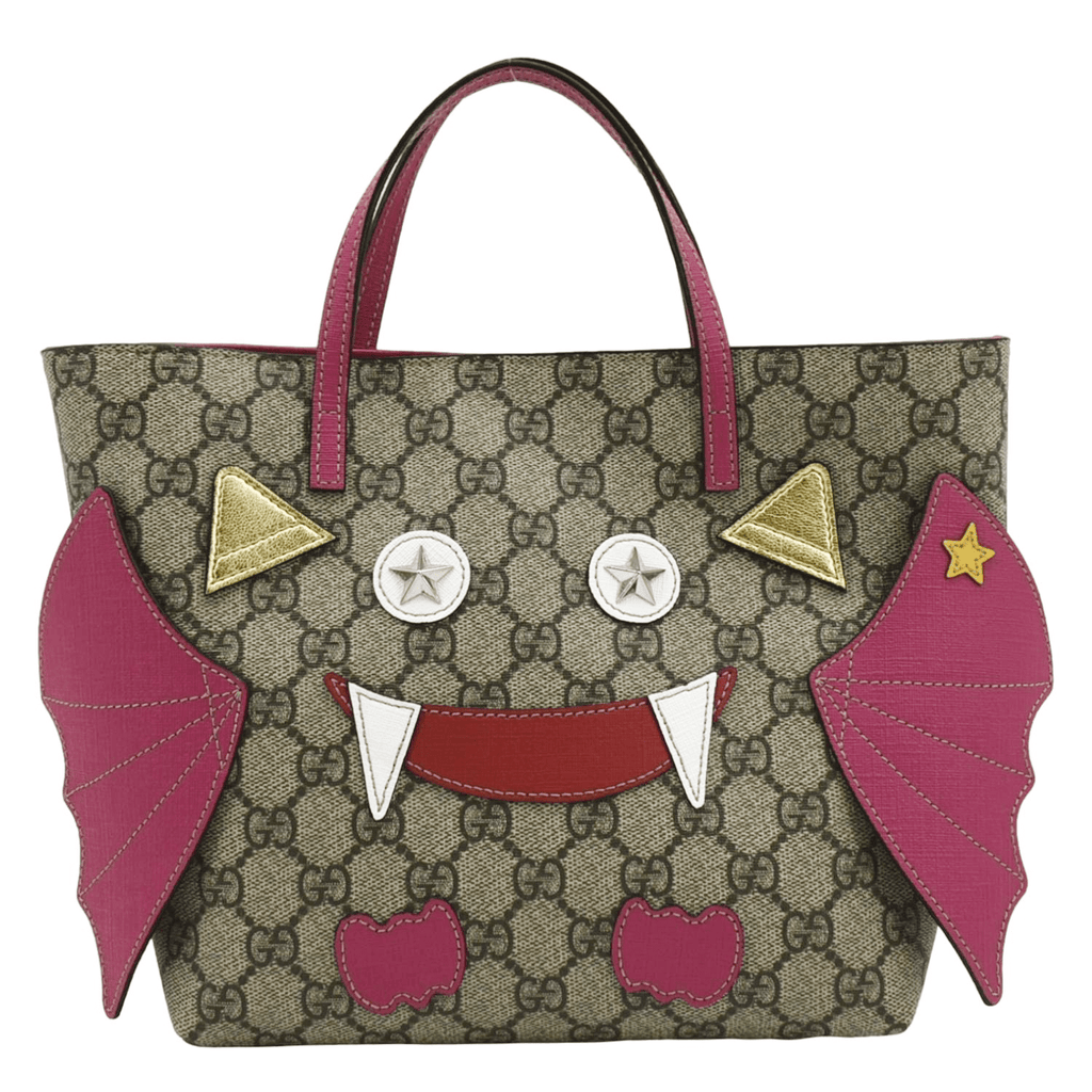 GUCCI Kids Bat Canvas Tote Bag Pink 525522