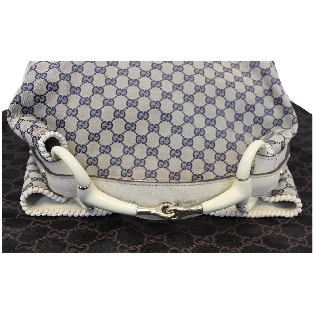 GUCCI Horsebit GG Canvas Large Hobo Bag Blue/White 114900-US