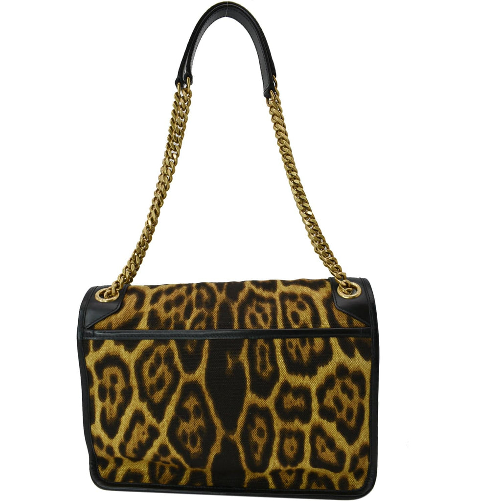 YVES SAINT LAURENT Niki Medium Leopard Print Leather Shoulder Bag Mult