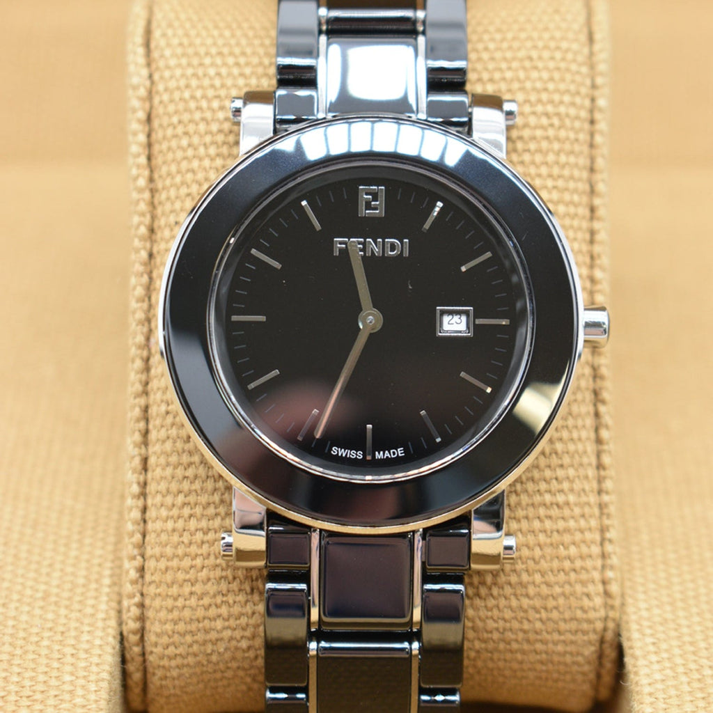 FENDI Women's Ceramic Swiss Analog SS Bracelet Date Watch Black Dial 3