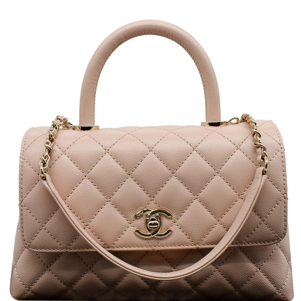Chanel Coco Mini Top Handle Flap Caviar Leather Bag