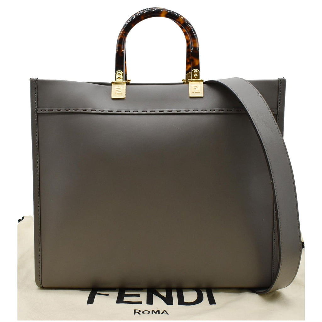 Fendi Sunshine Plexiglass Medium Leather Shopper Tote Bag