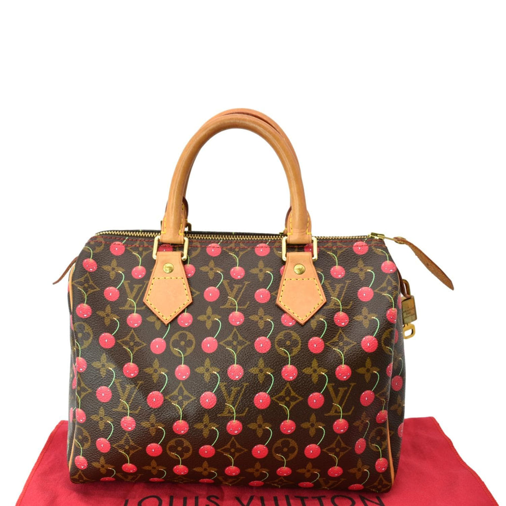 LOUIS VUITTON Cherry Speedy 25 Monogram Canvas Tote Brown