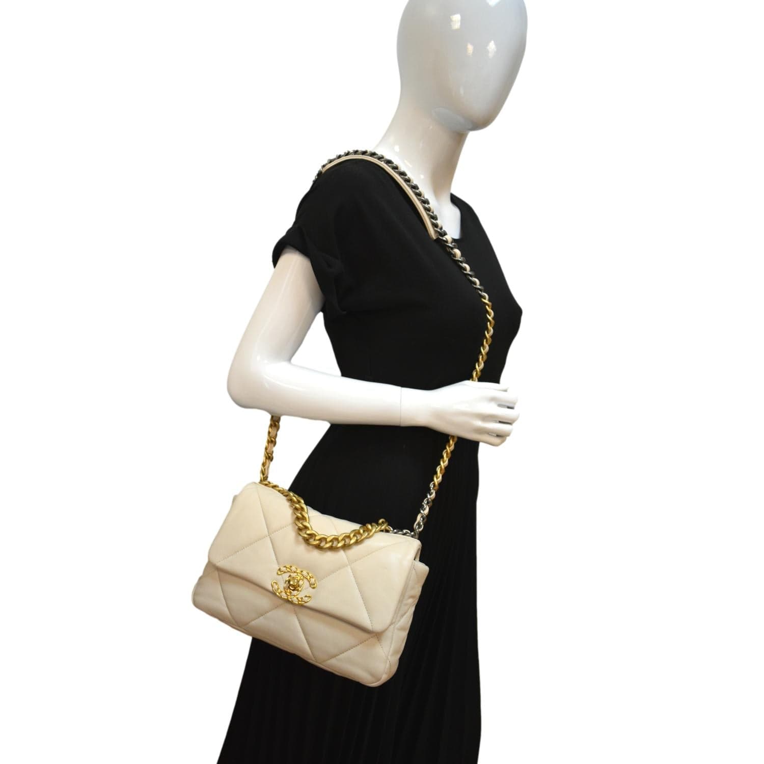 Chanel 19 Large Flap Medium Quilted Lambskin Leather Bag