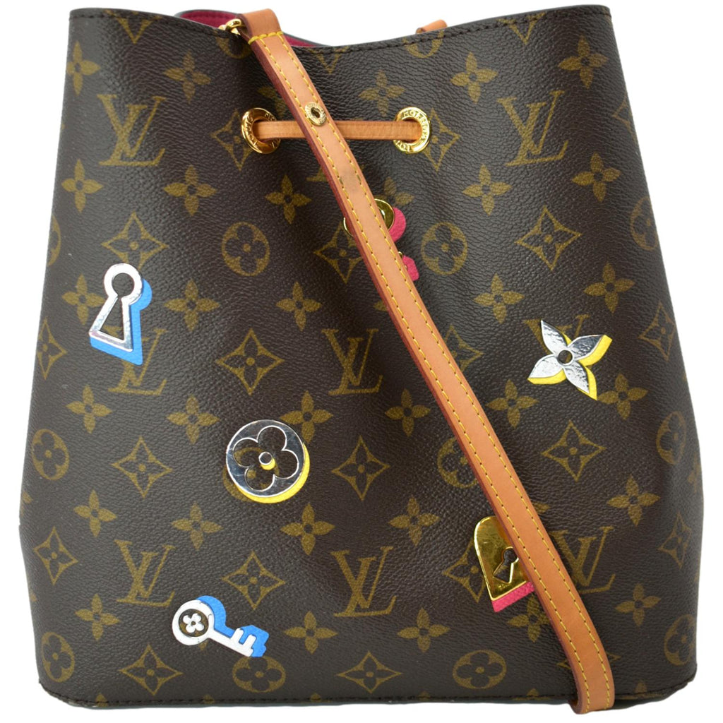 LOUIS VUITTON Love Lock NeoNoe Monogram Canvas Shoulder Bag Brown