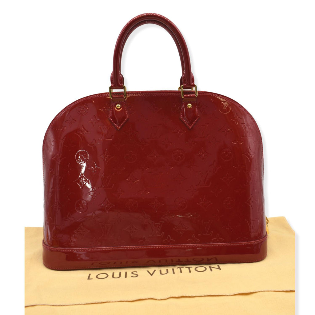 LOUIS VUITTON Alma GM Monogram Vernis Satchel Bag Red