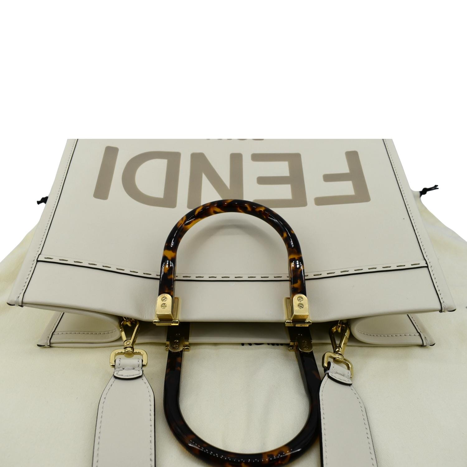 Fendi Sunshine Plexiglass Leather Shoulder Tote Bag