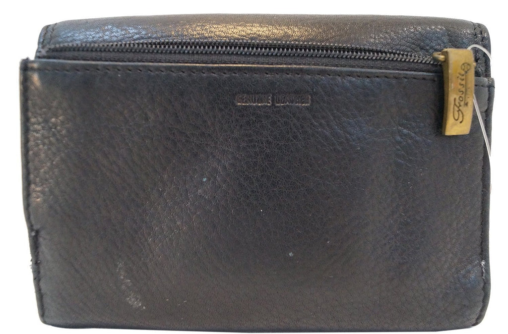Fossil Trifold Black Leather Wallat - Authentic & Used
