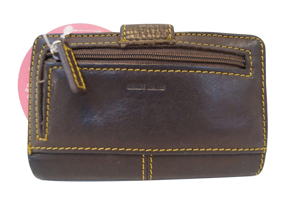 FOSSIL Dark Brown Leather Grape Applique Trifold Wallet