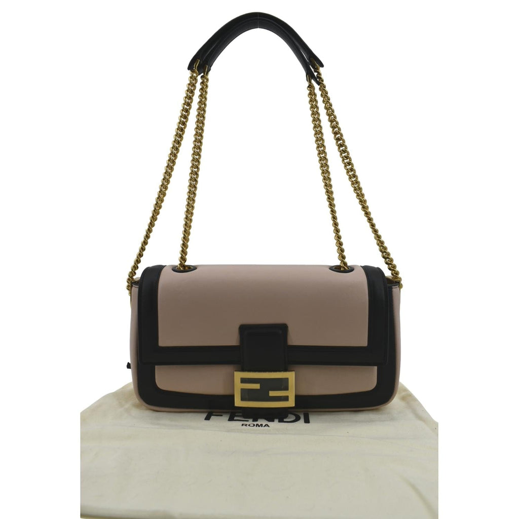 Fendi Baguette Medium Leather Chain Shoulder Bag