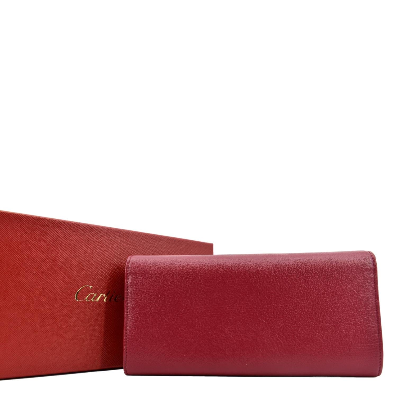 Cartier Folded Calfskin Leather Wallet Burgundy