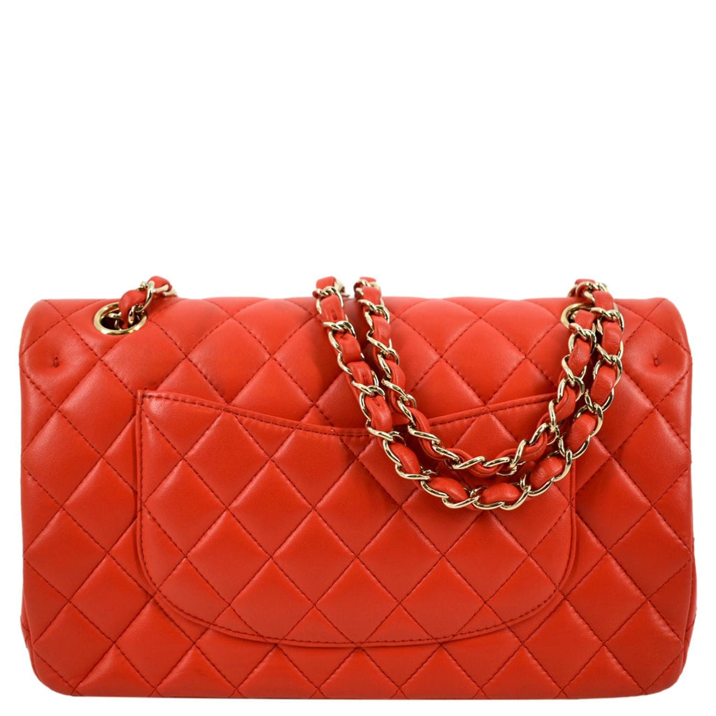 CHANEL Classic Double Flap Medium Leather Shoulder Bag Red