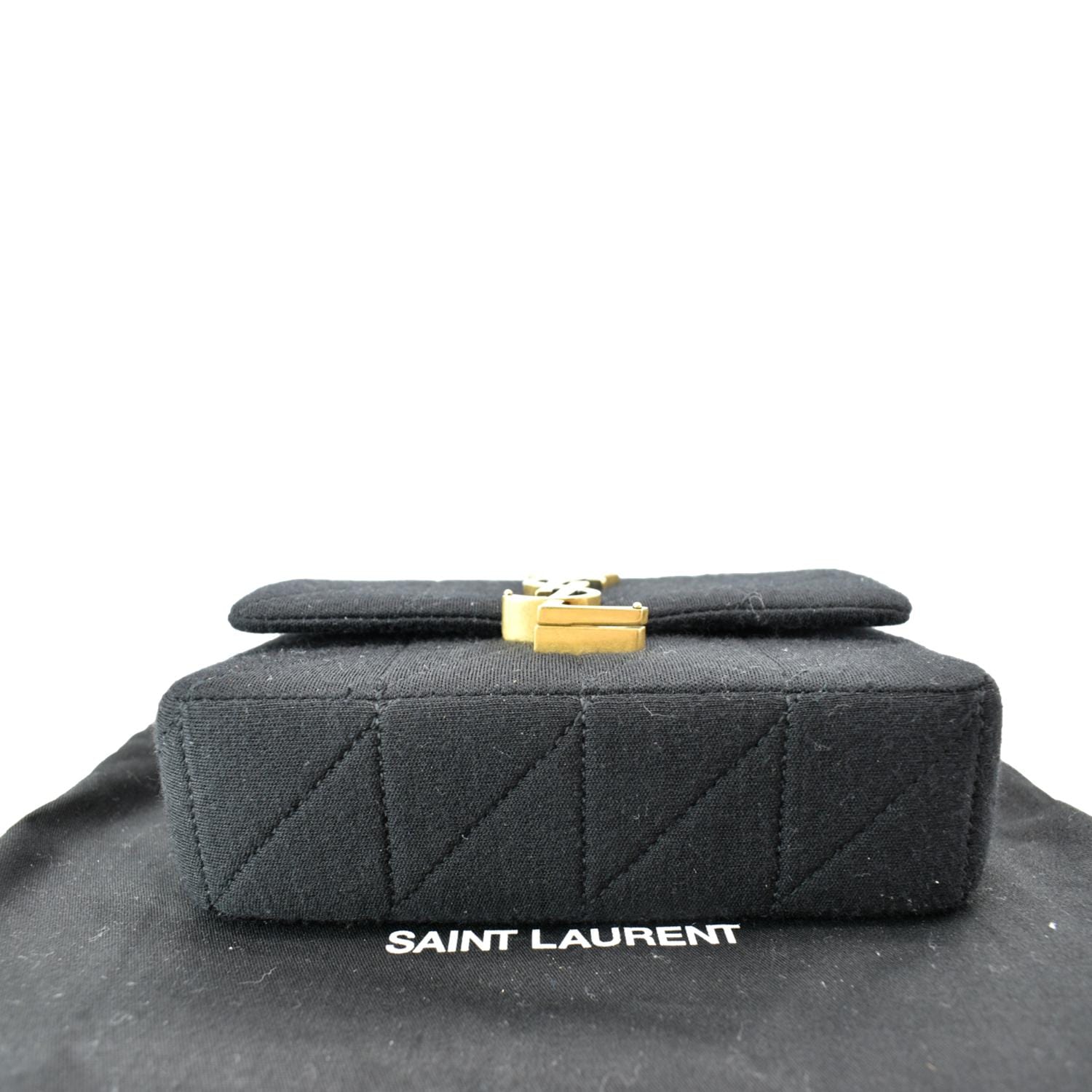YVES SAINT LAURENT Jamie Mini Carre Rive Gauche Wool Chain Bag Black