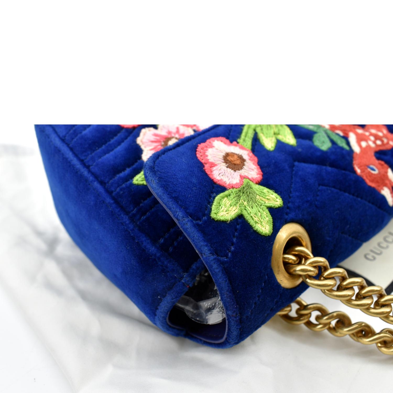 Gucci Deer Embroidered Small GG Marmont Shoulder Bag