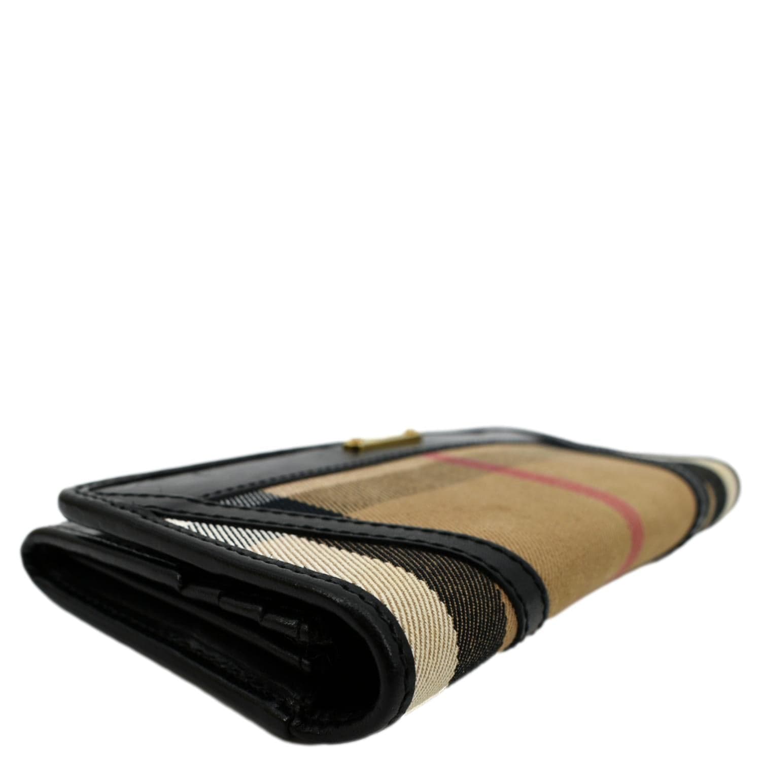 BURBERRY Check Leather Wallet Black