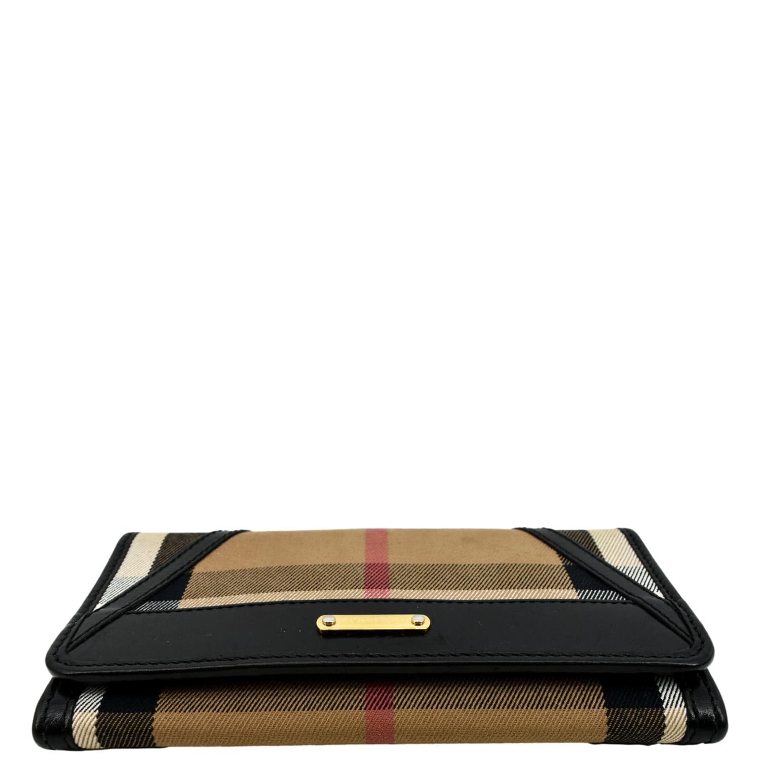 BURBERRY Check Leather Wallet Black