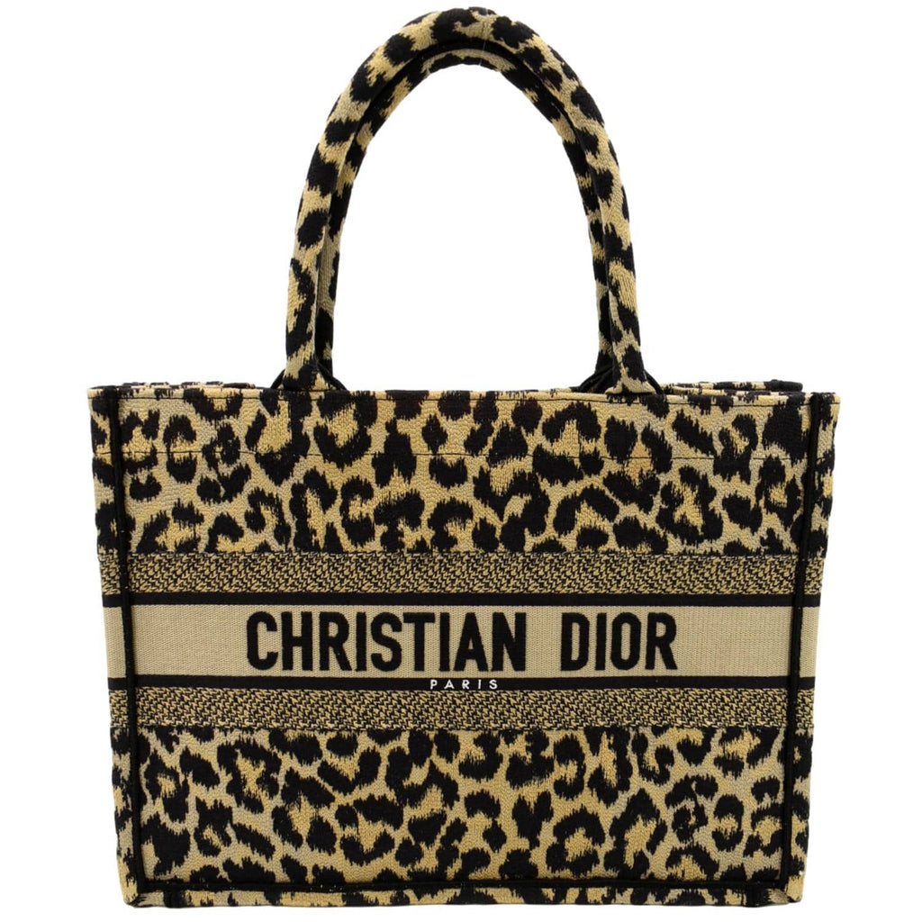 CHRISTIAN DIOR Leopard Medium Book Mizza Embroidered Tote Bag Beige