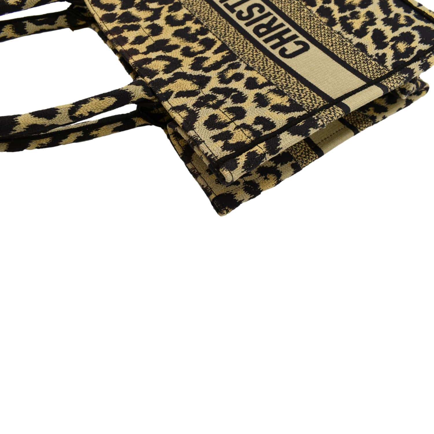 CHRISTIAN DIOR Leopard Medium Book Mizza Embroidered Tote Bag Beige