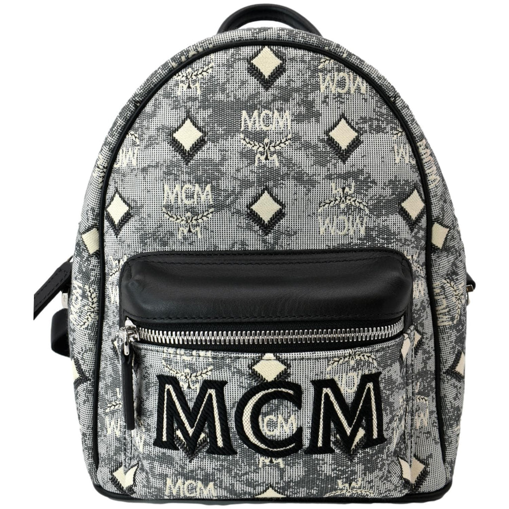 Preloved MCM Vintage Jacquard Backpack Bag Gray - DDH