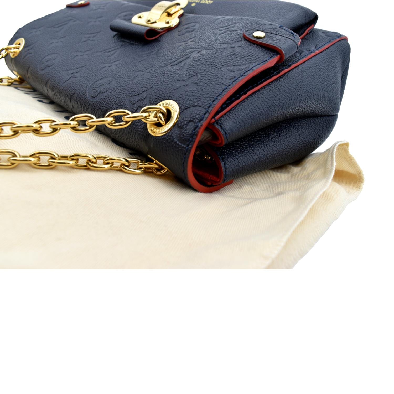 LOUIS VUITTON Vavin PM Monogram Empreinte Leather Shoulder Bag Navy Bl