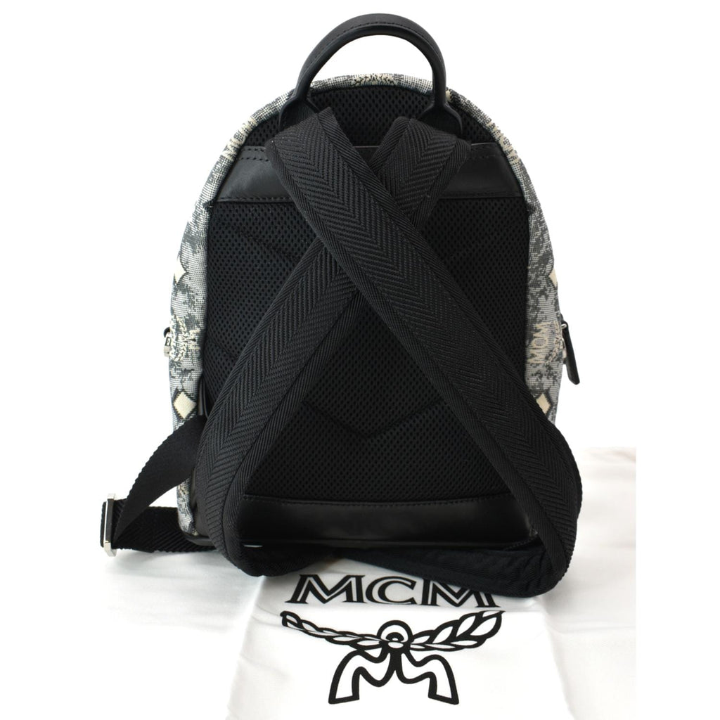 Preloved MCM Vintage Jacquard Backpack Bag Gray - DDH