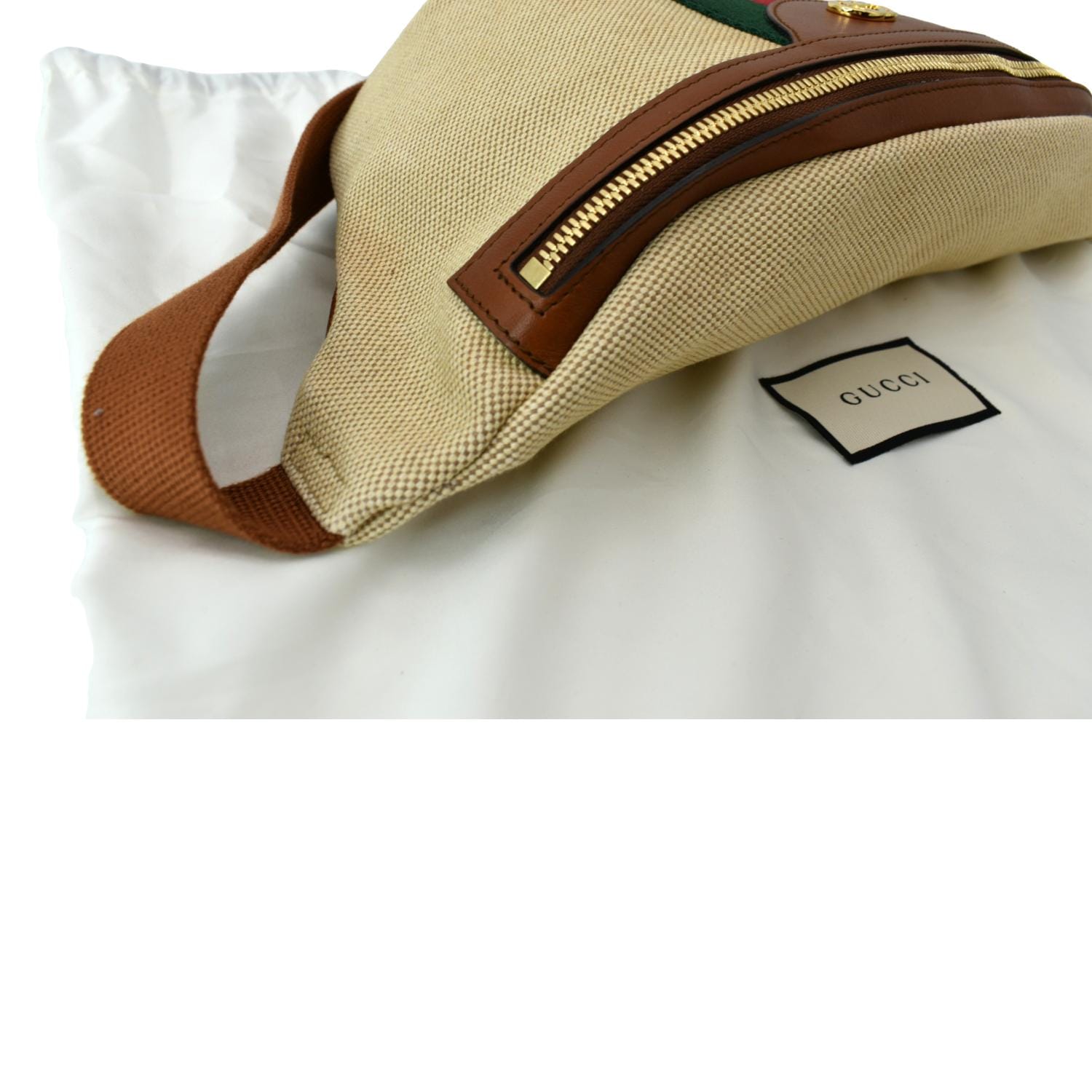 GUCCI Vintage Canvas Belt Bag Beige 575082