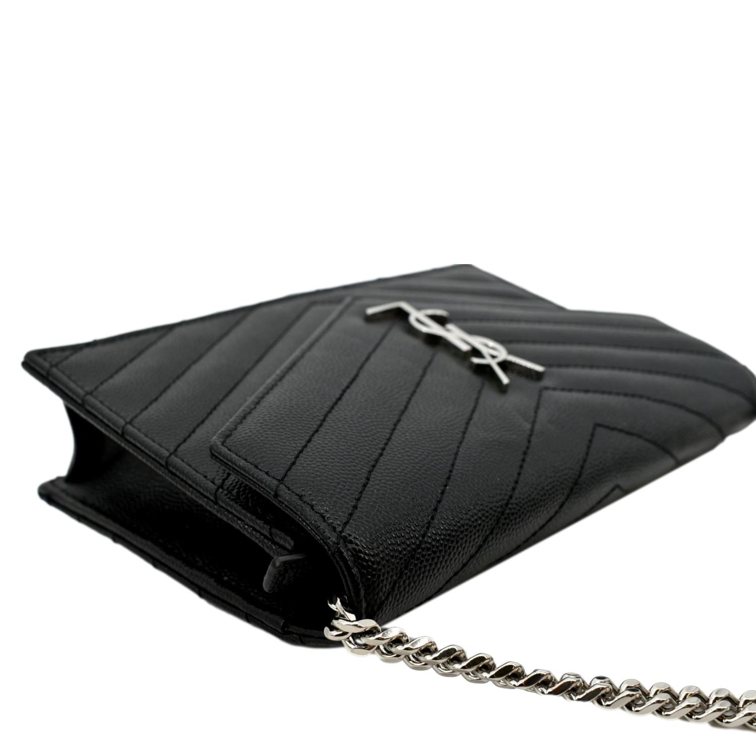 YVES SAINT LAURENT Cassandre Grain De Poudre Crossbody Chain Bag Black