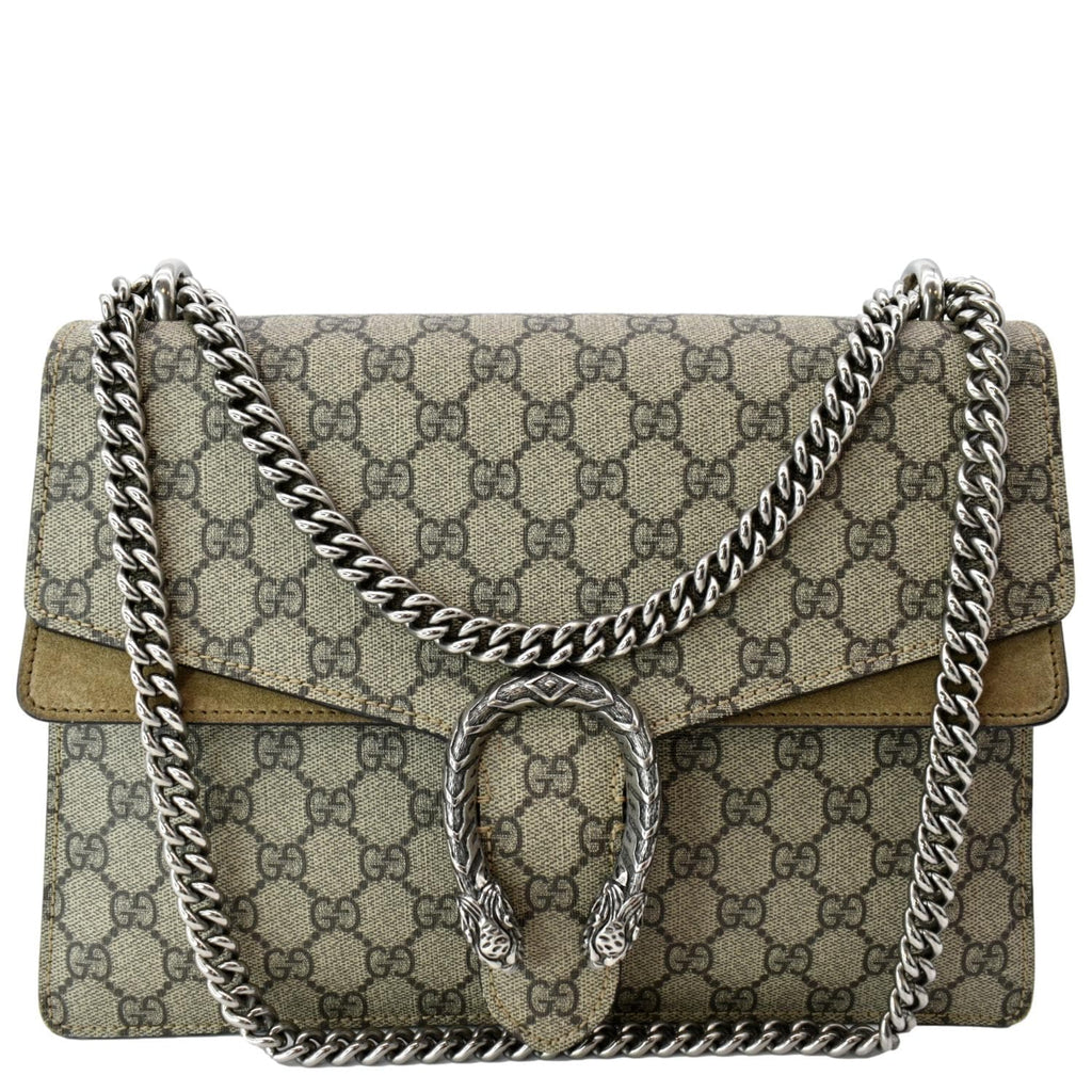 GUCCI Dionysus Medium GG Supreme Monogram Shoulder Bag Beige 403348
