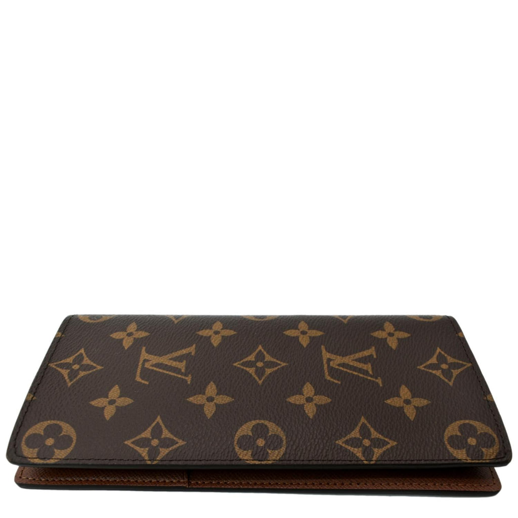 LOUIS VUITTON Brazza Monogram Canvas Bifold Long Wallet Brown