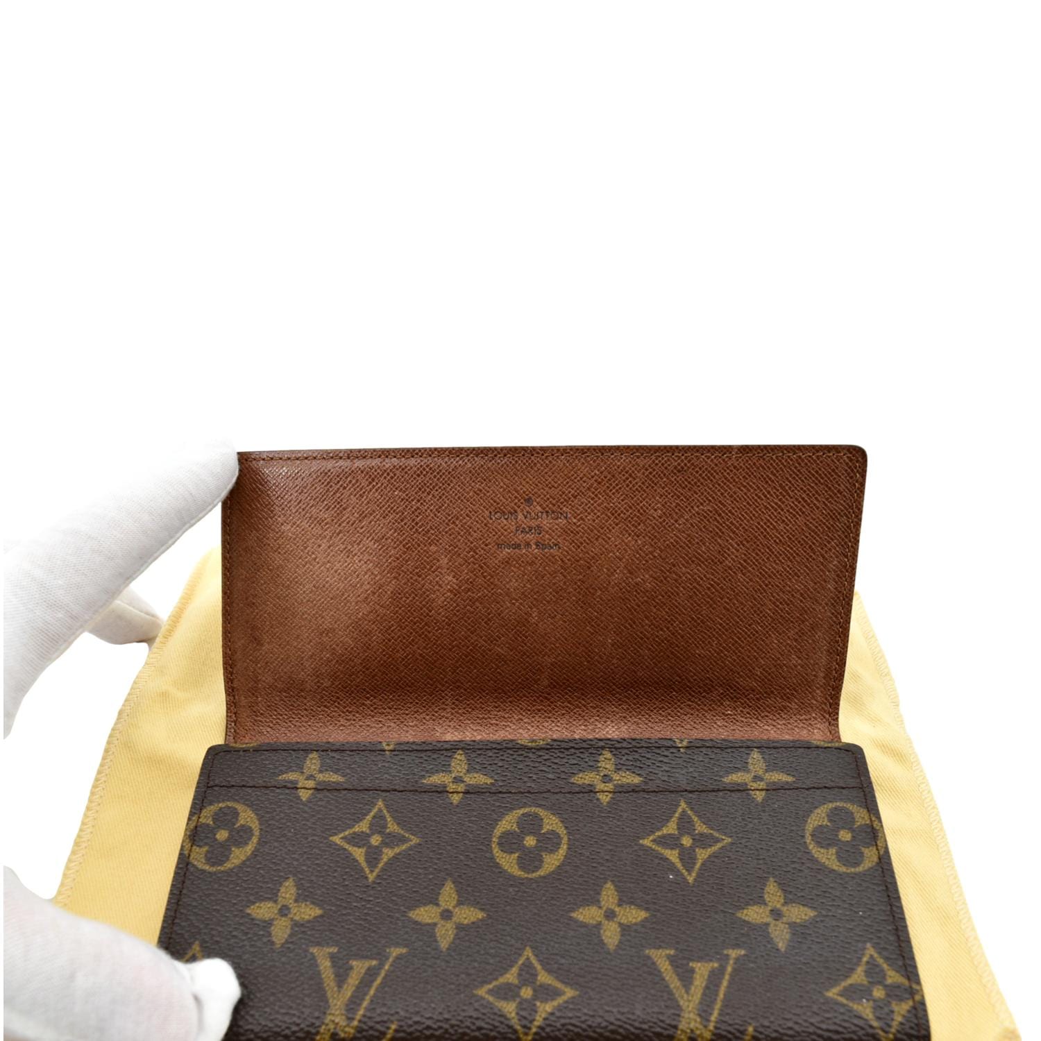 Louis Vuitton Fold Over Monogram Canvas Wallet in Brown