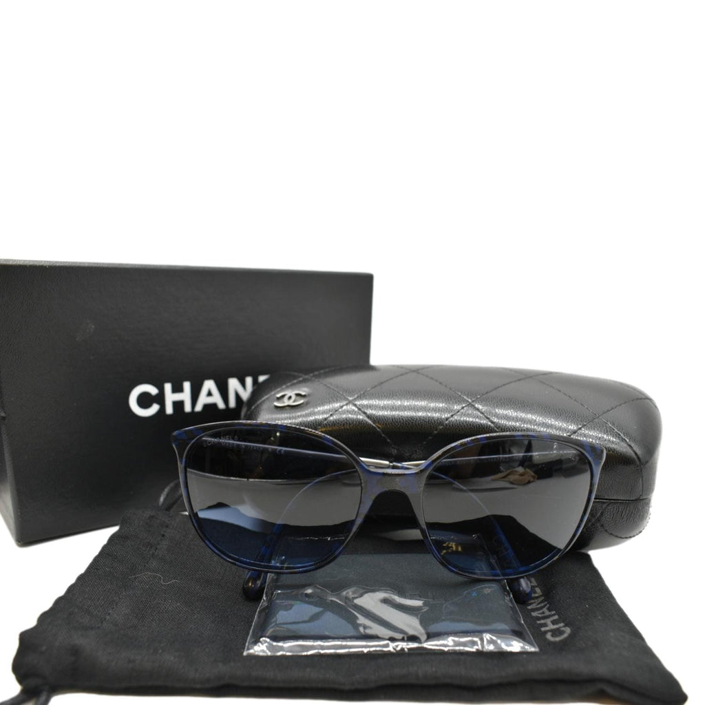 CHANEL 5291-B-A c.1487/S2 Blue Silver Crystals Sunglasses Blue Lens
