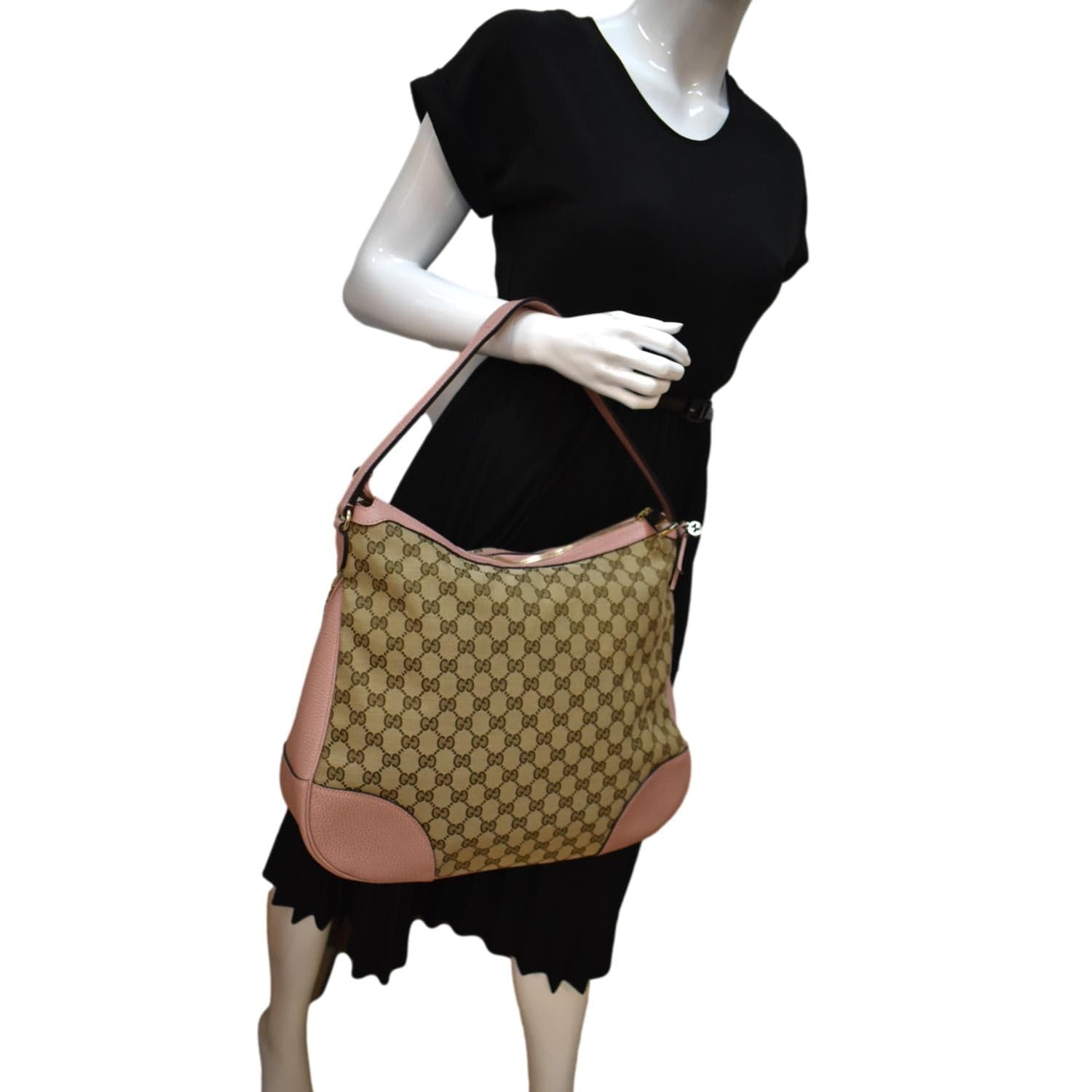 GUCCI Large Bree GG Canvas Hobo Bag Pink 449244