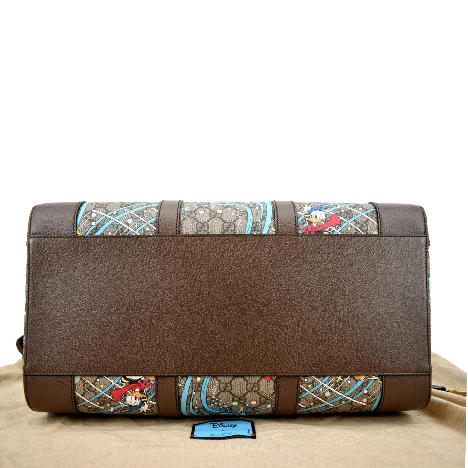 GUCCI Disney x Donald Duck GG Supreme Canvas Duffle Shoulder Bag Beige